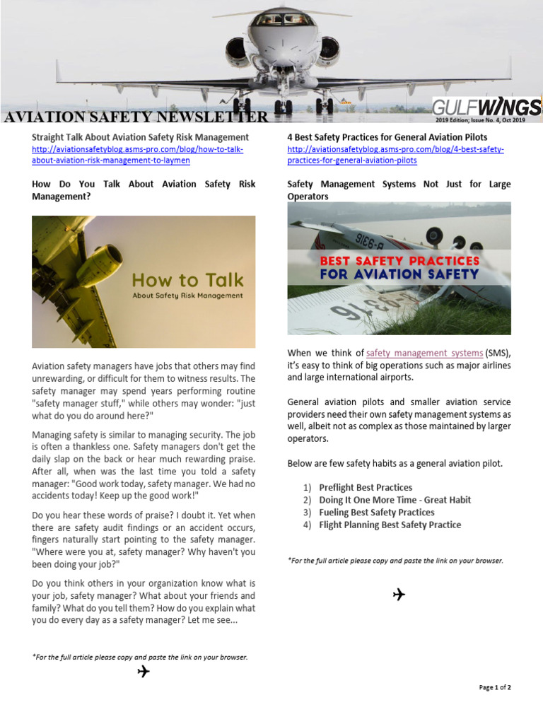 Aviation Safety Risk Management Insights | PDF | Employment | Aviation ...
