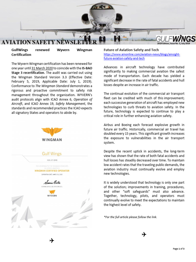 Safety NewsLetter Q3 2019 | PDF | Aviation Safety | Aviation Accidents And Incidents