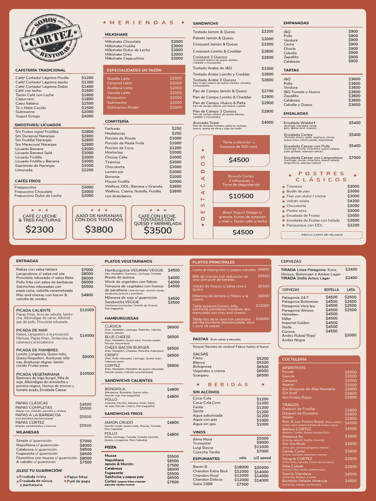 Menú Cortez Resto Bar | PDF | ensalada | Cocina occidental