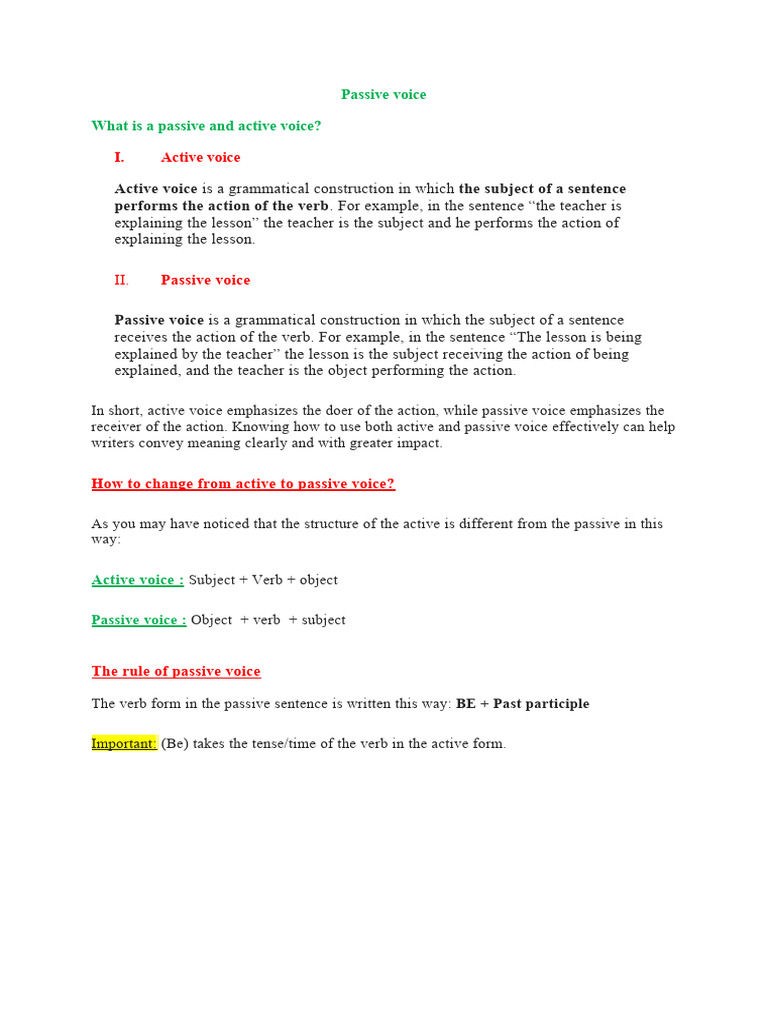 Passive Voice | PDF