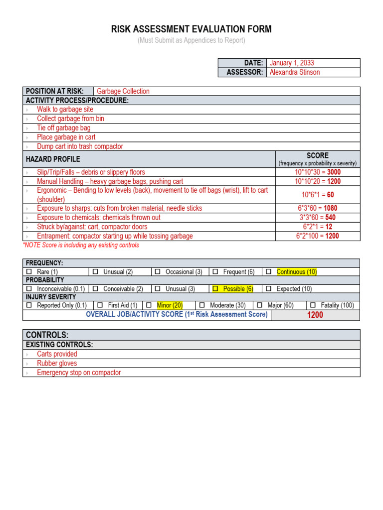 ASSIGNMENT - 1-Risk Assessment Assessment Form | PDF | Risk | Risk ...