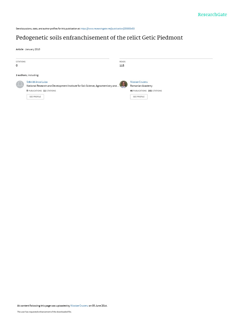 Pedogenetic Soils Enfranchisement of The Relict Getic Piedmont | PDF | Soil | Lake