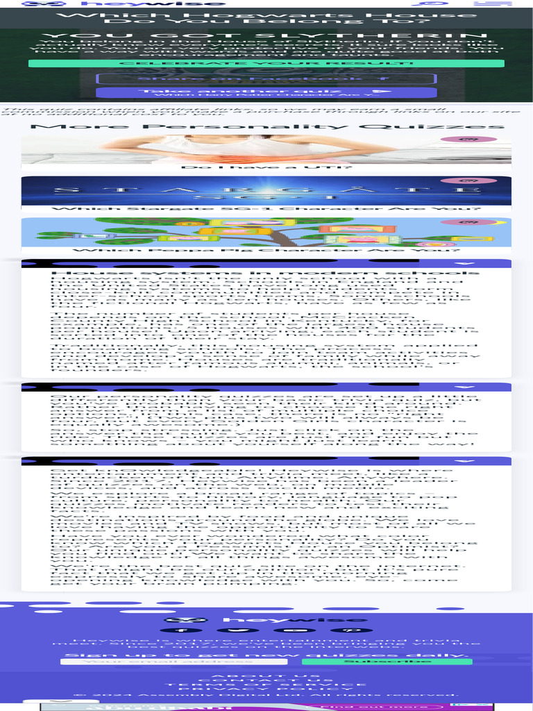 Which Hogwarts House Do You Belong To - Heywise | PDF