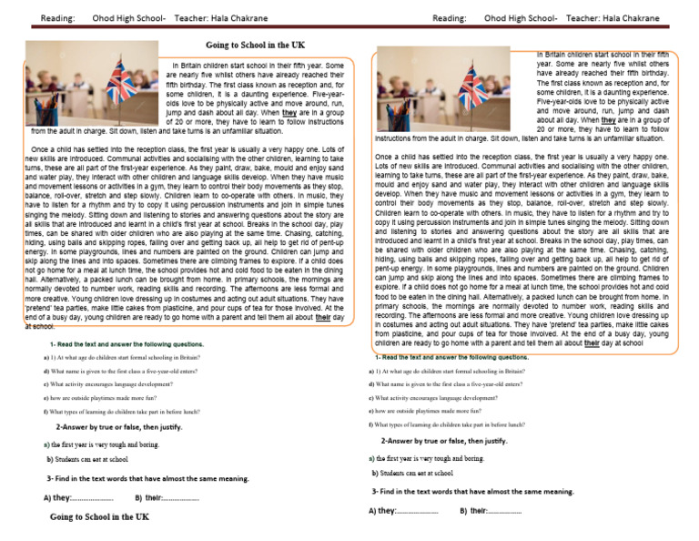 Unit1 Reading Education | Download Free PDF | Lunch | Meal