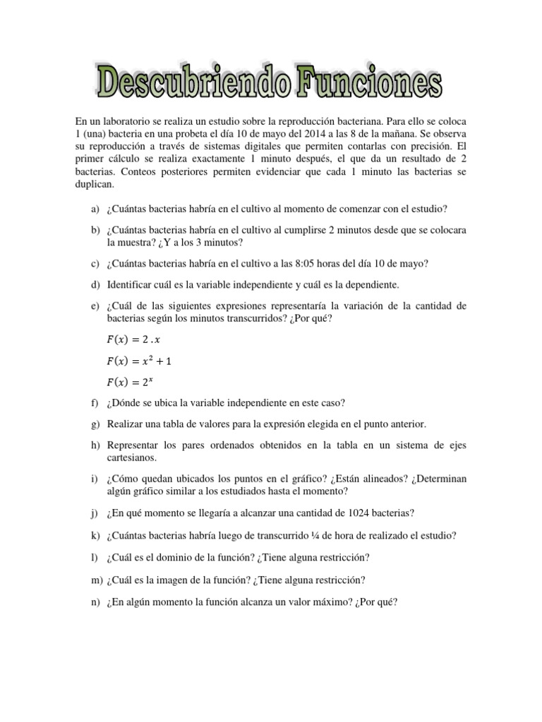 Descubriendo Funciones | Descargar gratis PDF | Función (Matemáticas) | Funcion exponencial
