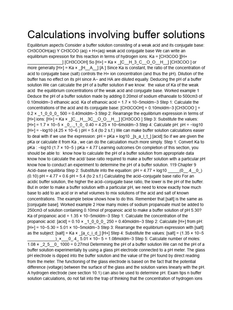 Buffer Solutions | PDF | Ph | Buffer Solution