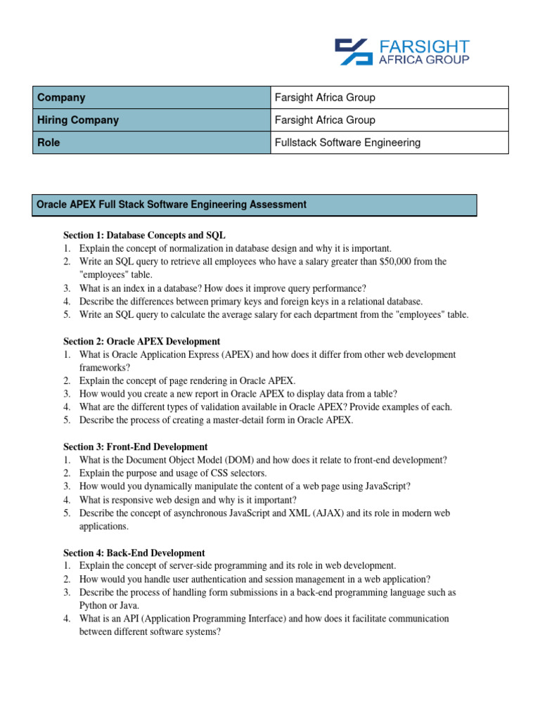 Farsight Africa Group - Full Stack Software Engineering Assessment | PDF Farsight Africa Group - Full Stack Software Engineering Assessment | PDF