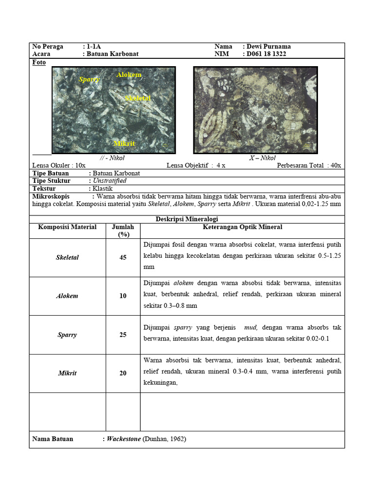 Analisis Mineralogi Batuan Karbonat | PDF