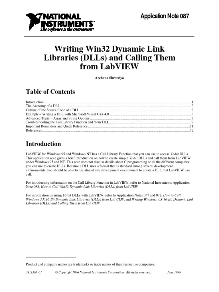 Writing Win32 Dynamic Link Libraries (DLLS) and Calling Them From LabVIEW | PDF | String ...
