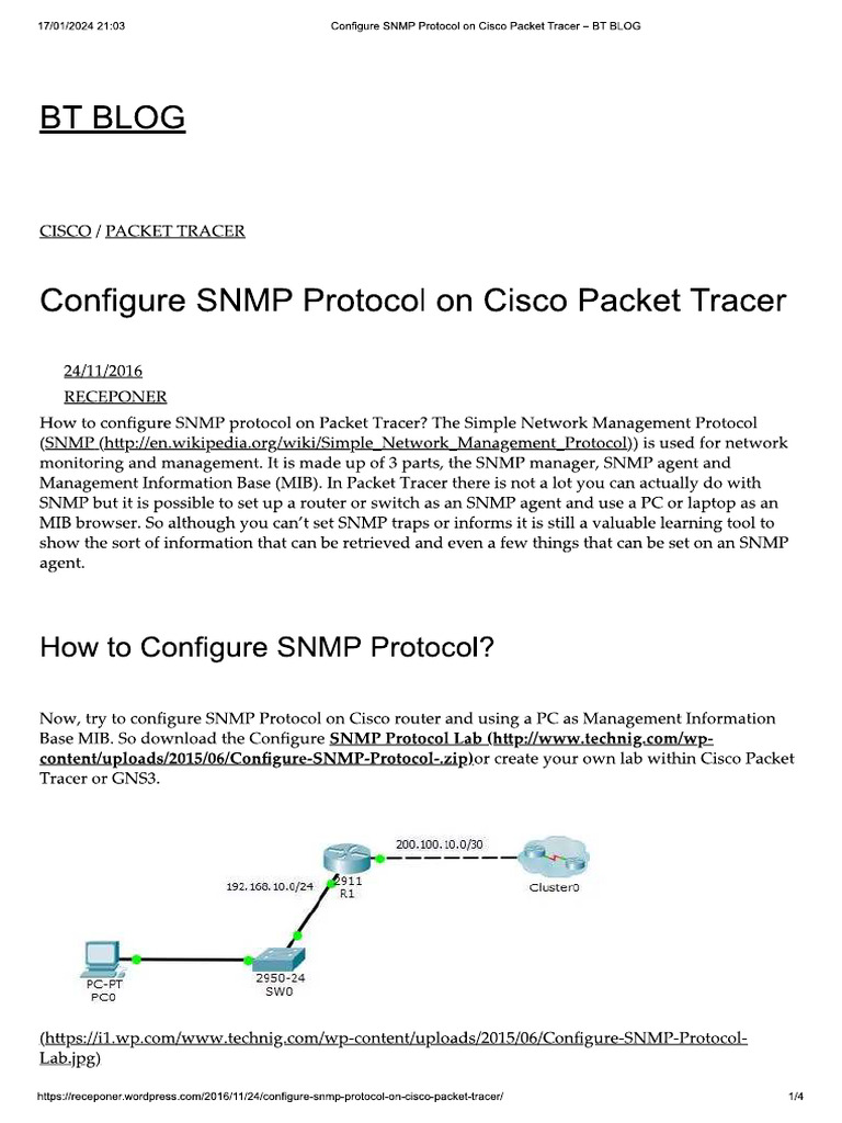 Configure Snmp Protocol On Cisco Packet Tracer Bt Blog Pdf