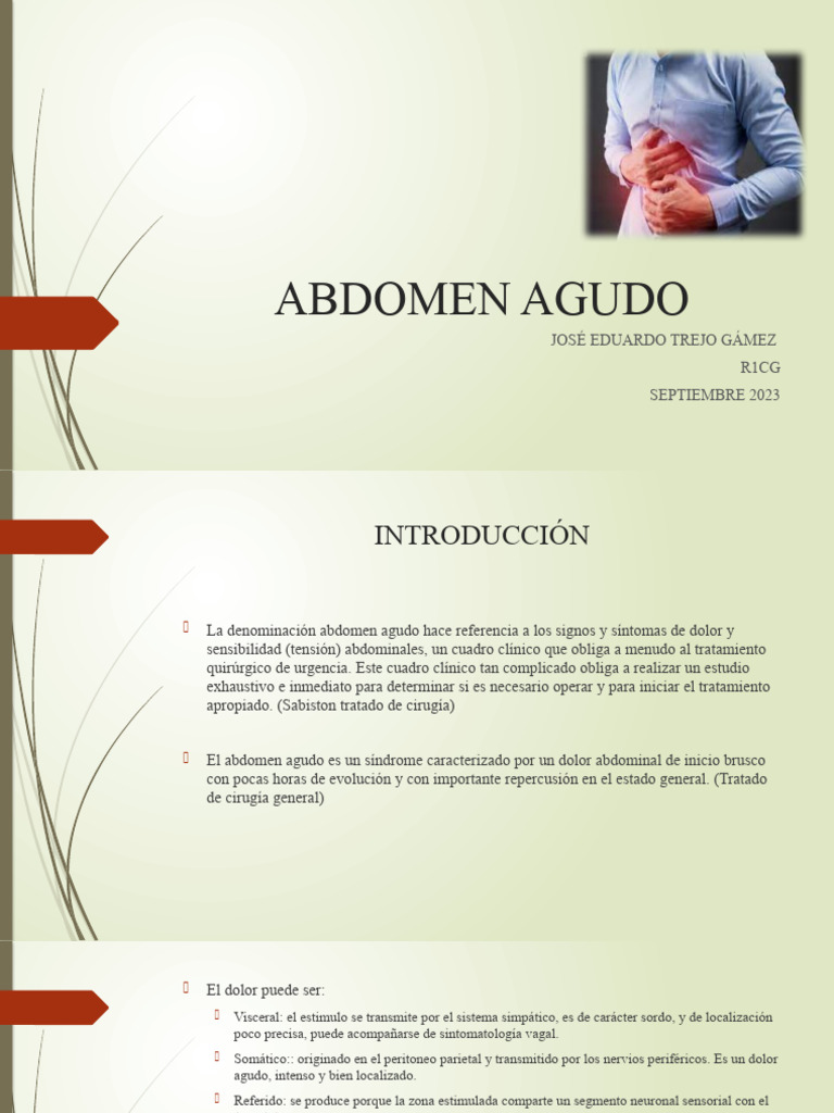 Abdomen Agudo Definición, Conceptos y Clasificación. ABDOMEN AGUDO | PDF
