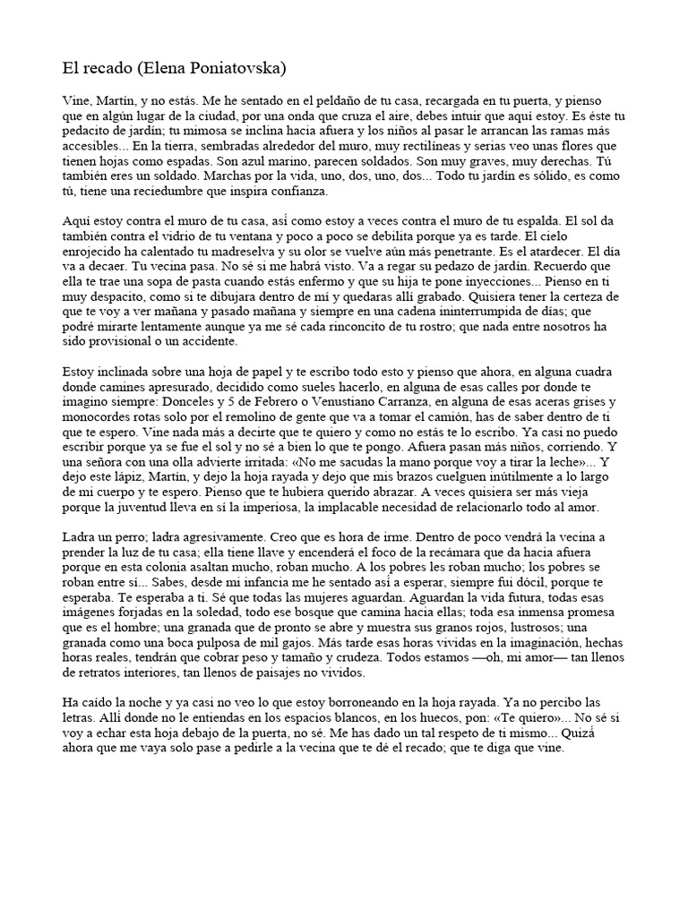 El Recado | PDF | Ficciones de misterio, "thriller" y crimen | Poesía