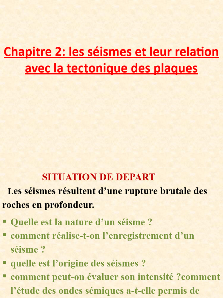 Cours de Séimes Et Leurs Relation Avec La Tectonique Des Plaques Lithosphéiques 2-APIC | PDF