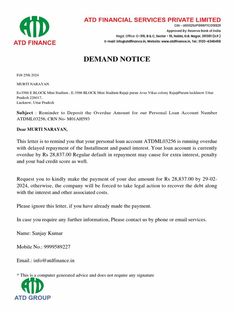 Demand Notice | PDF Demand Notice | PDF