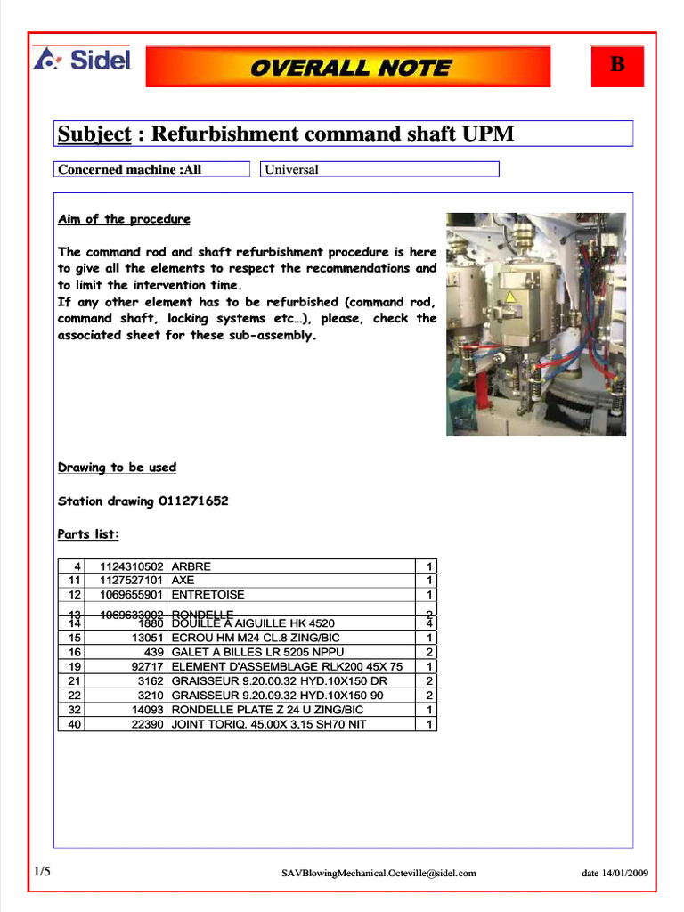 Mold Arm Refurbishment Command Shaft Upm | PDF