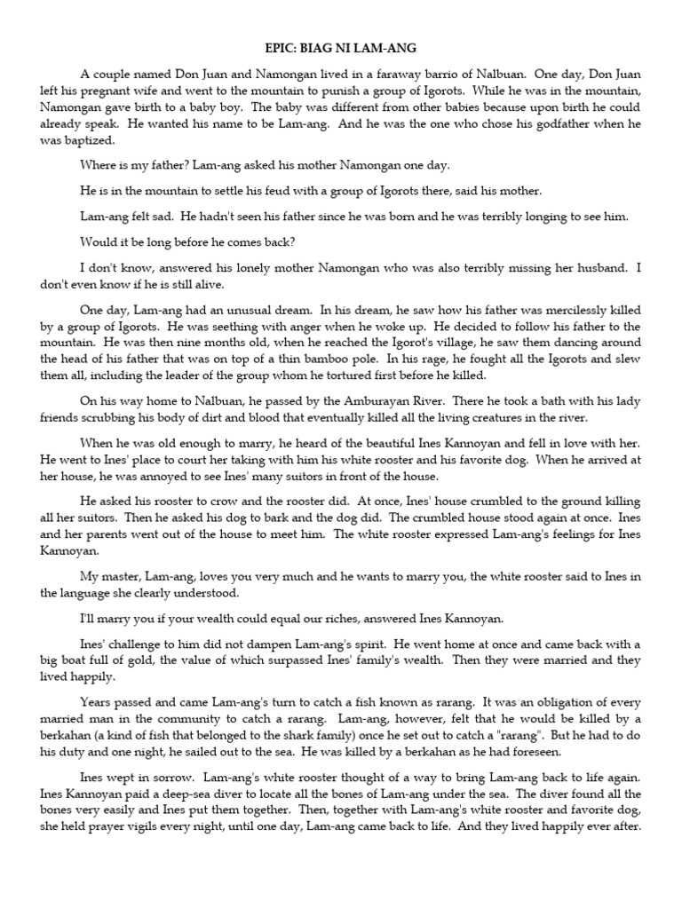 Epic Biag Ni Lam Ang | PDF
