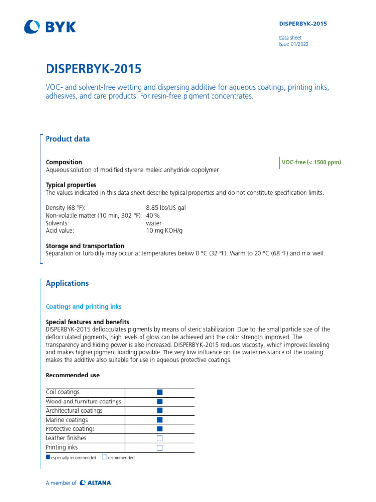 TDS Disperbyk-2015 Us | PDF | Materials | Industrial Processes