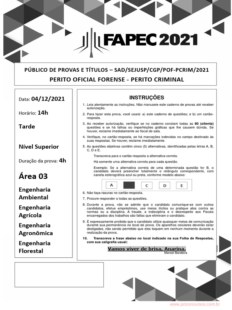 Perito Oficial Forense Perito Criminal Area 03 | PDF | Crimes | Crime e Violência