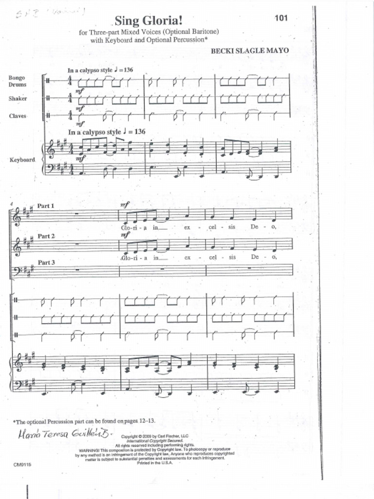 Mixtos Mayores Sing Gloria | PDF