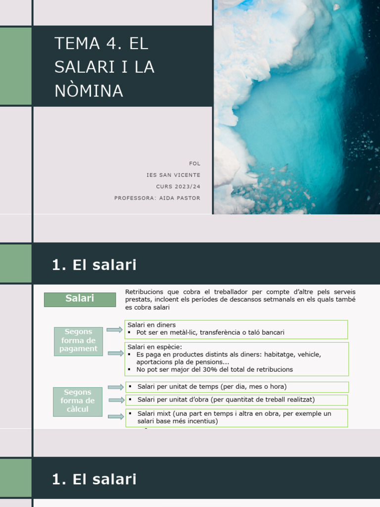 Tema 4. El Salari I La Nòmina | PDF