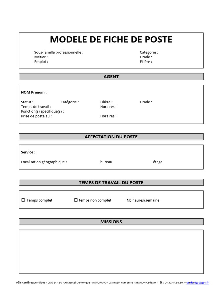 Modele de Fiche de Poste | PDF
