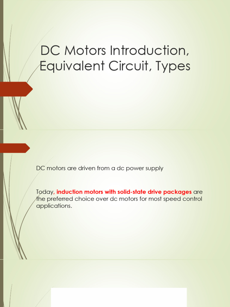 DC Motors Introduction, Equivalent Circuit, Types | PDF | Electric ...