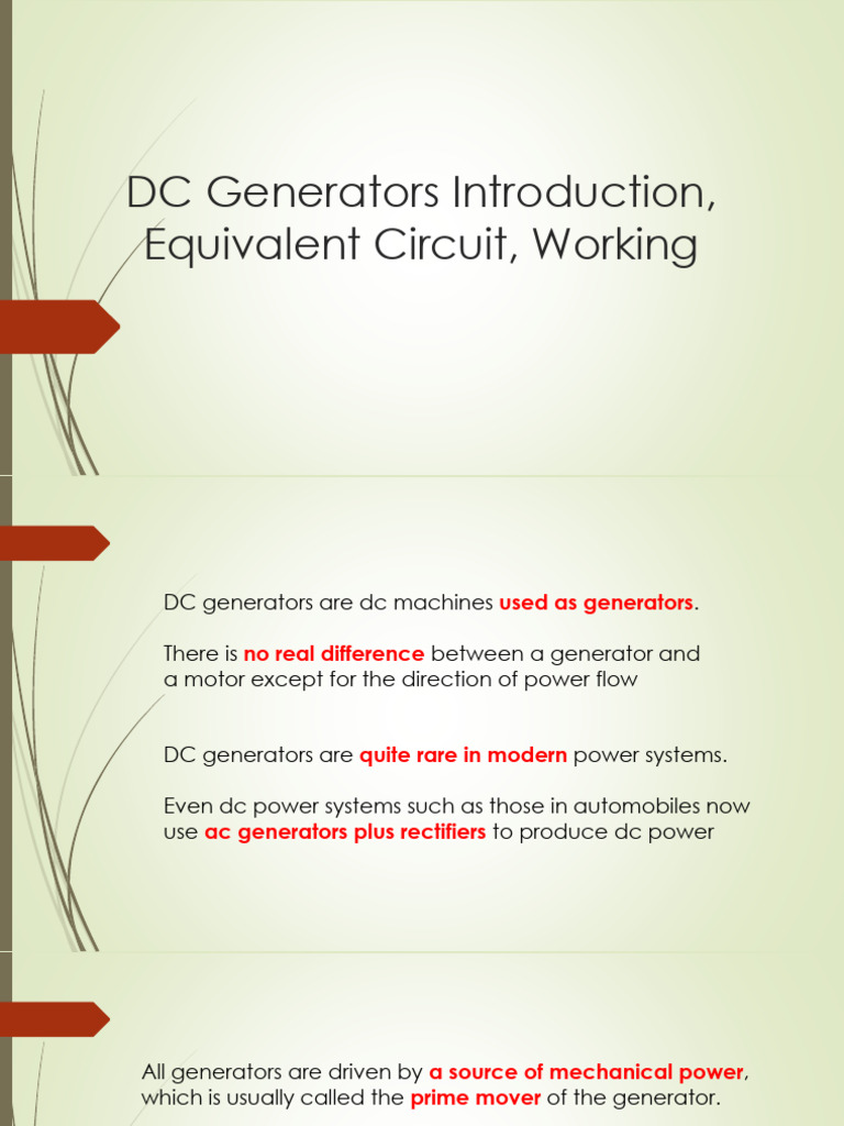 DC Generators Introduction, Equivalent Circuit, Working | PDF