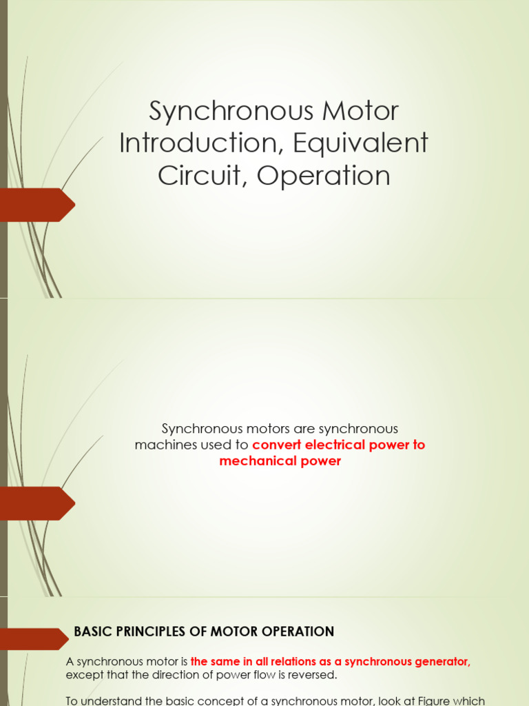 Synchronous Motor Introduction, Equivalent Circuit, Operation | PDF | Electric Motor ...