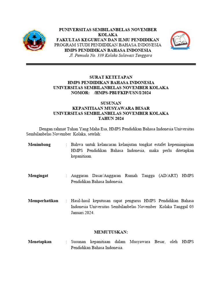 SK Panitia MUBES VIII | PDF
