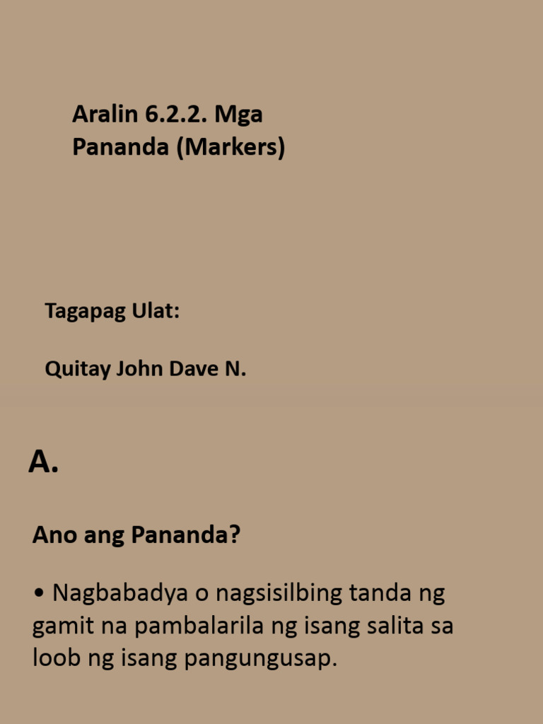 Mga Pananda (QUITAY) | PDF