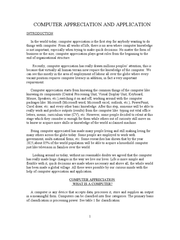 Computer-Appreciation and Application | PDF | Personal Computers | Internet