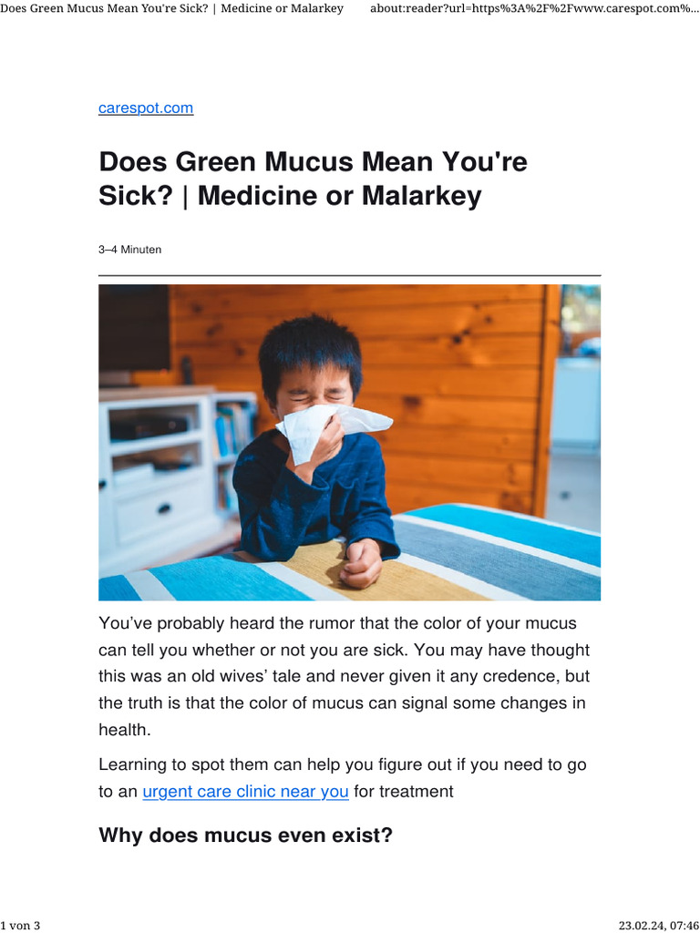 Green Mucus | PDF | Mucus | Inflammation