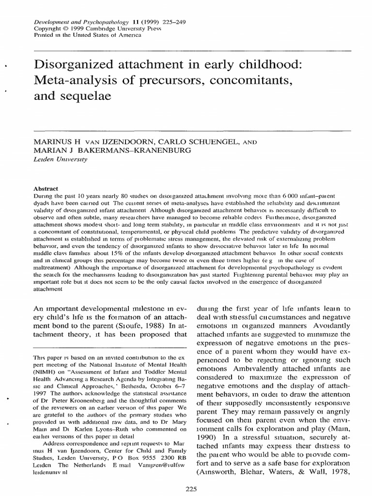 Disorganized Attachment in Early Childhood - Van Ijzendoorn ...