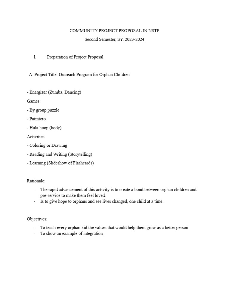 Draft Proposal in NSTP | PDF