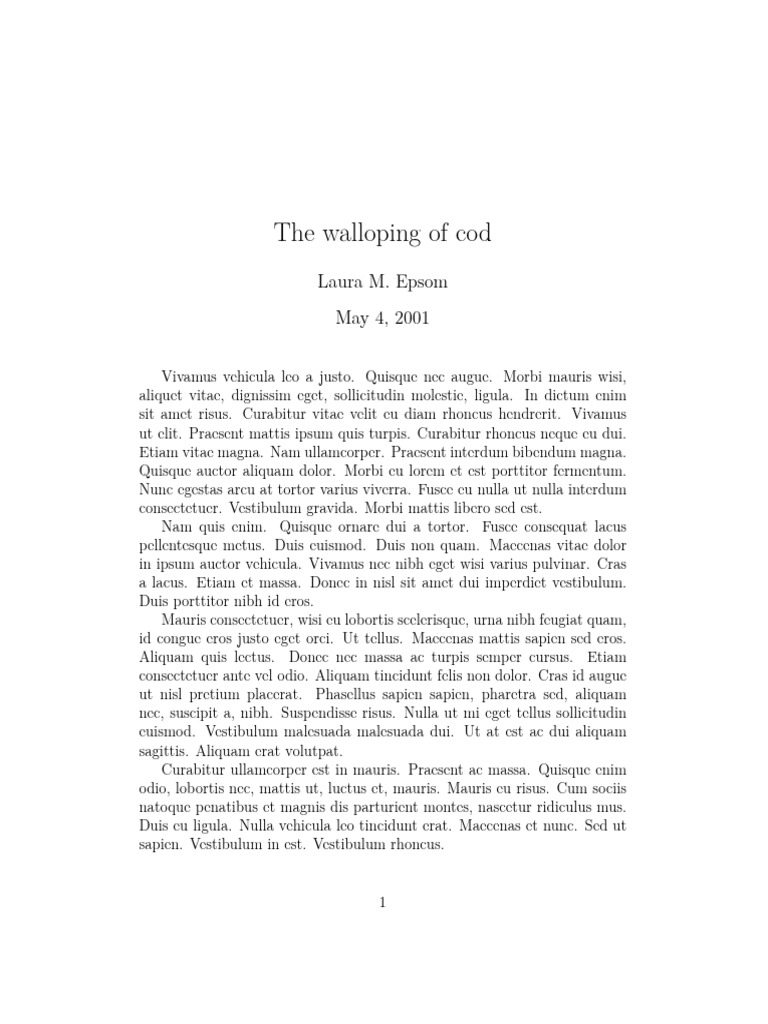 The Walloping of Cod | PDF