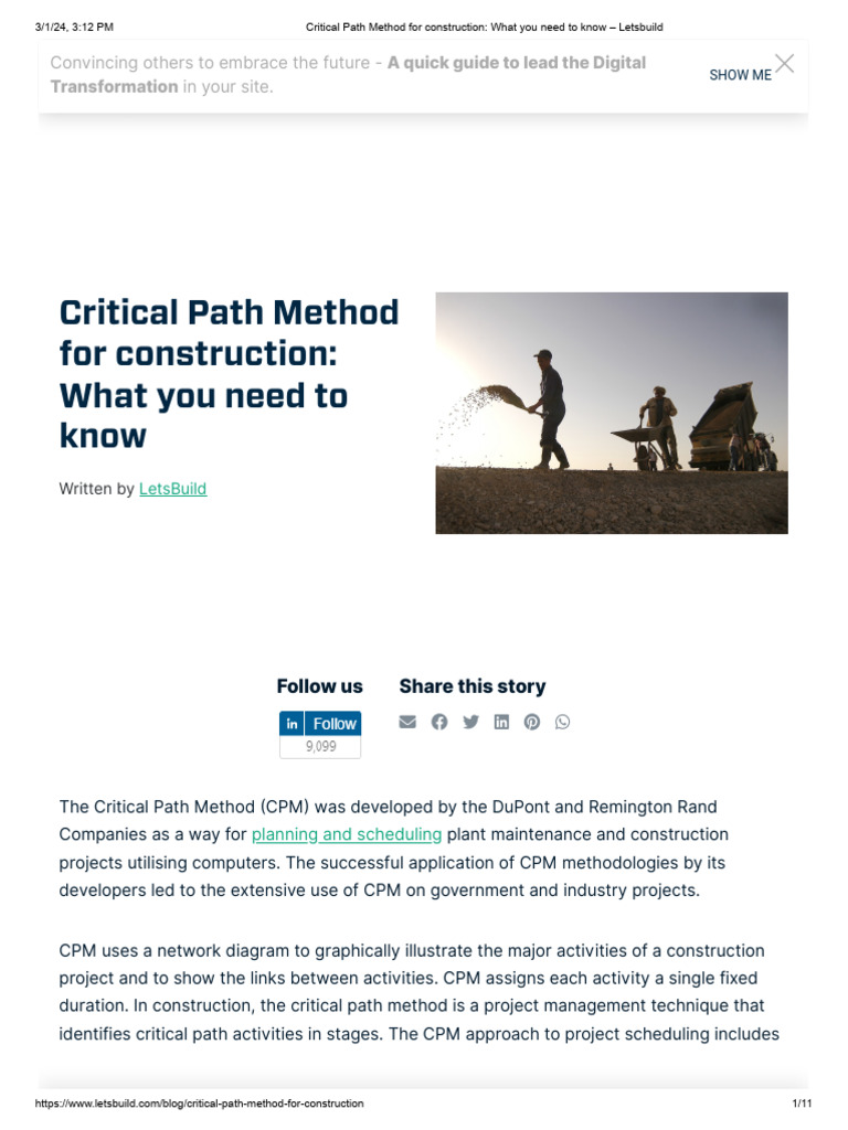 Critical Path Method For Construction - What You Need To Know - Letsbuild | Download Free PDF ...