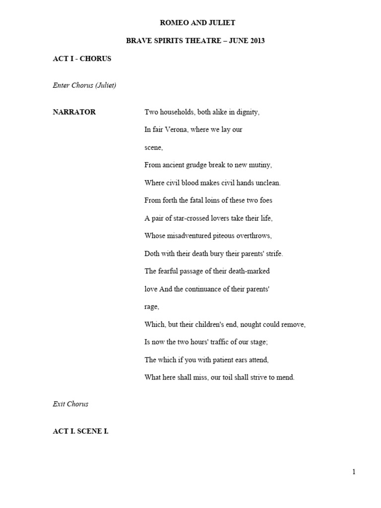 BST Archive RNJ 2013 Rehearsal Script | PDF