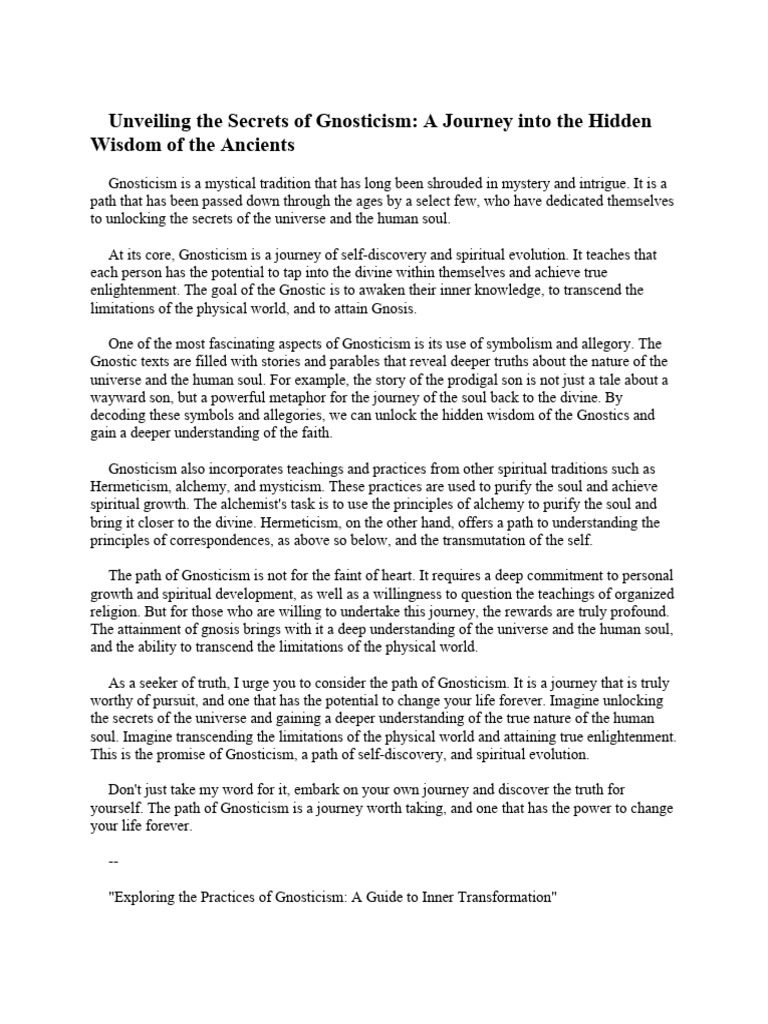 Unveiling The Secrets of Gnosticism | PDF | Philosophy