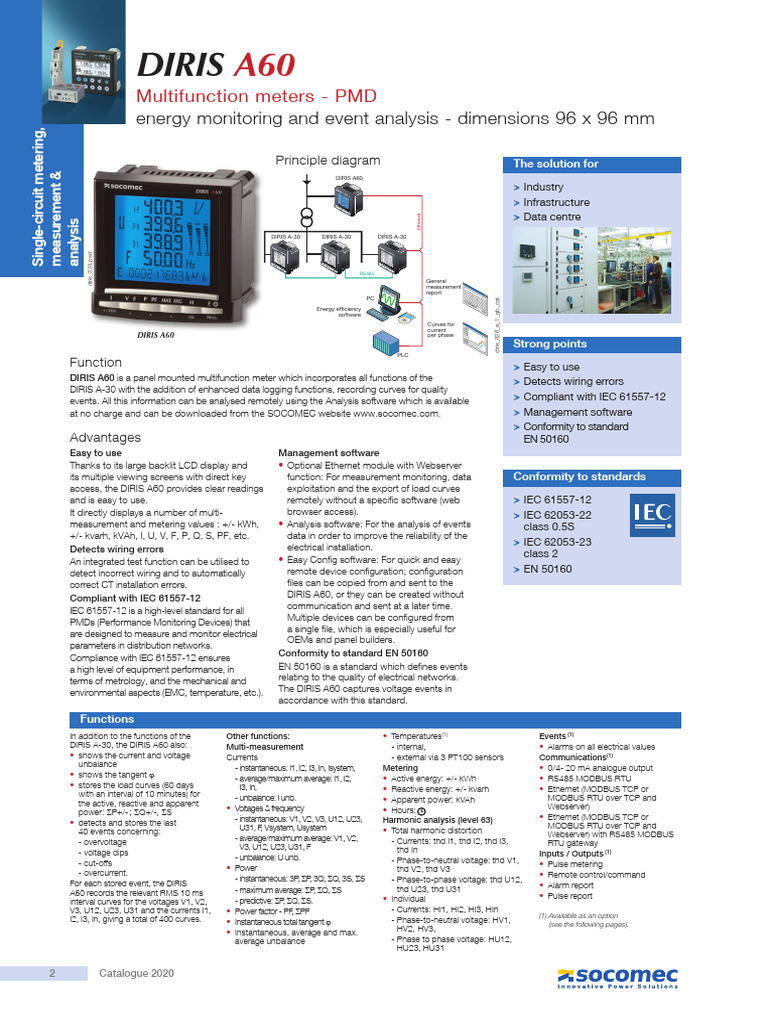 Diris: Energy Monitoring and Event Analysis - Dimensions 96 X 96 MM | PDF