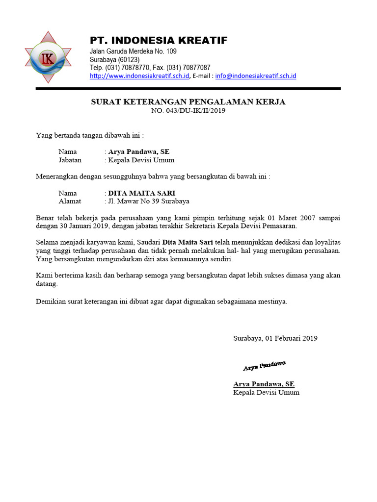 Contoh Surat Arsip | PDF