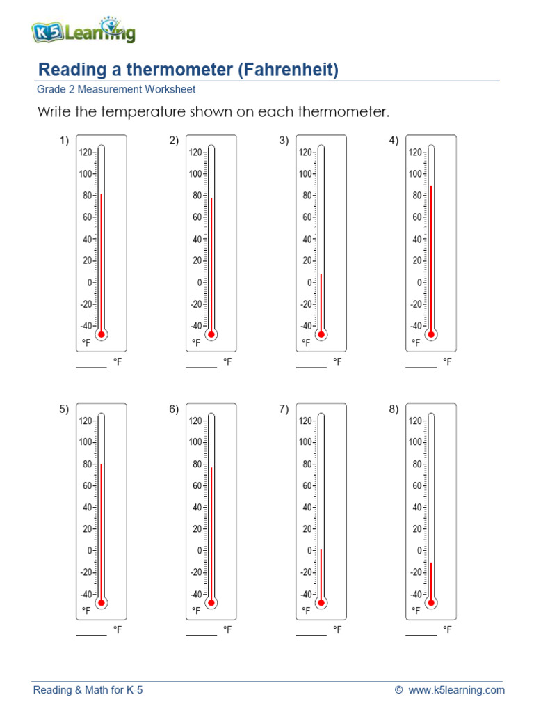 Grade 2 Reading A Thermometer A | PDF | Thermometer | Fahrenheit