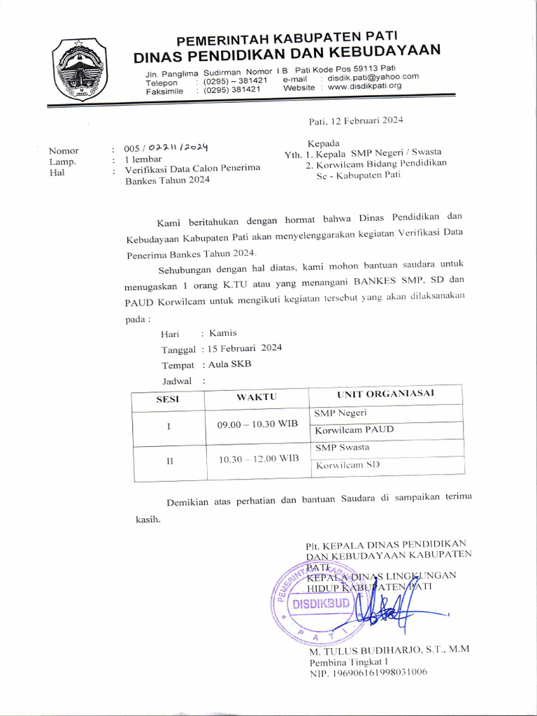 Verifikasi Data Calon Penerima Bankes 2024 | PDF
