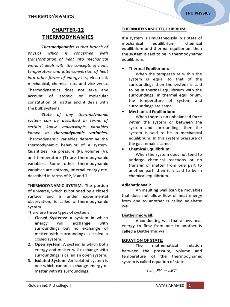 Chapter 11.thermodynamics | PDF | Heat | Thermodynamic Equilibrium