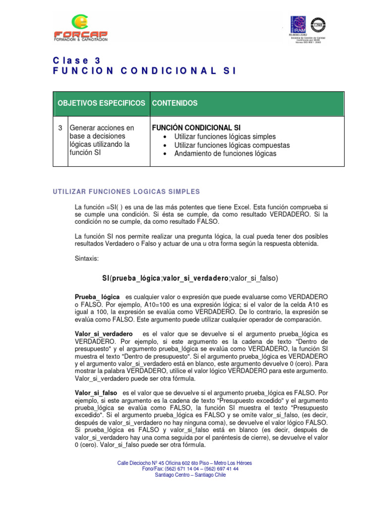 Función Condicional SI | PDF