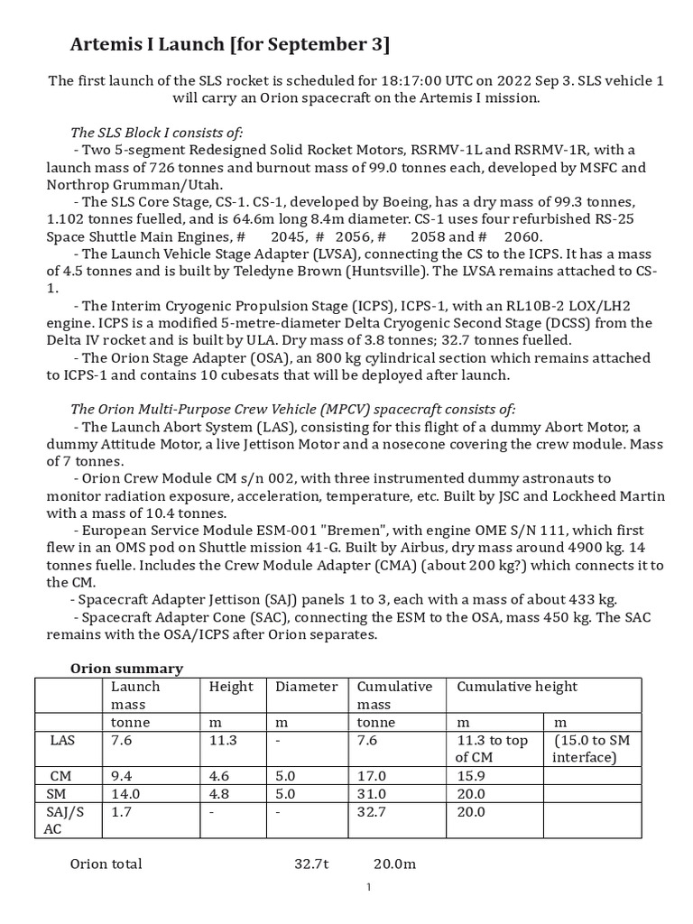 SLS SN1 Artemis | PDF