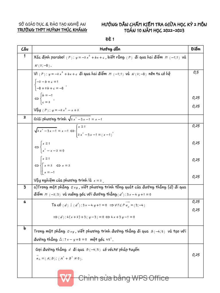 ĐỀ GK2-TOÁN 10-TỰ LUÂN 2022-2023 | PDF