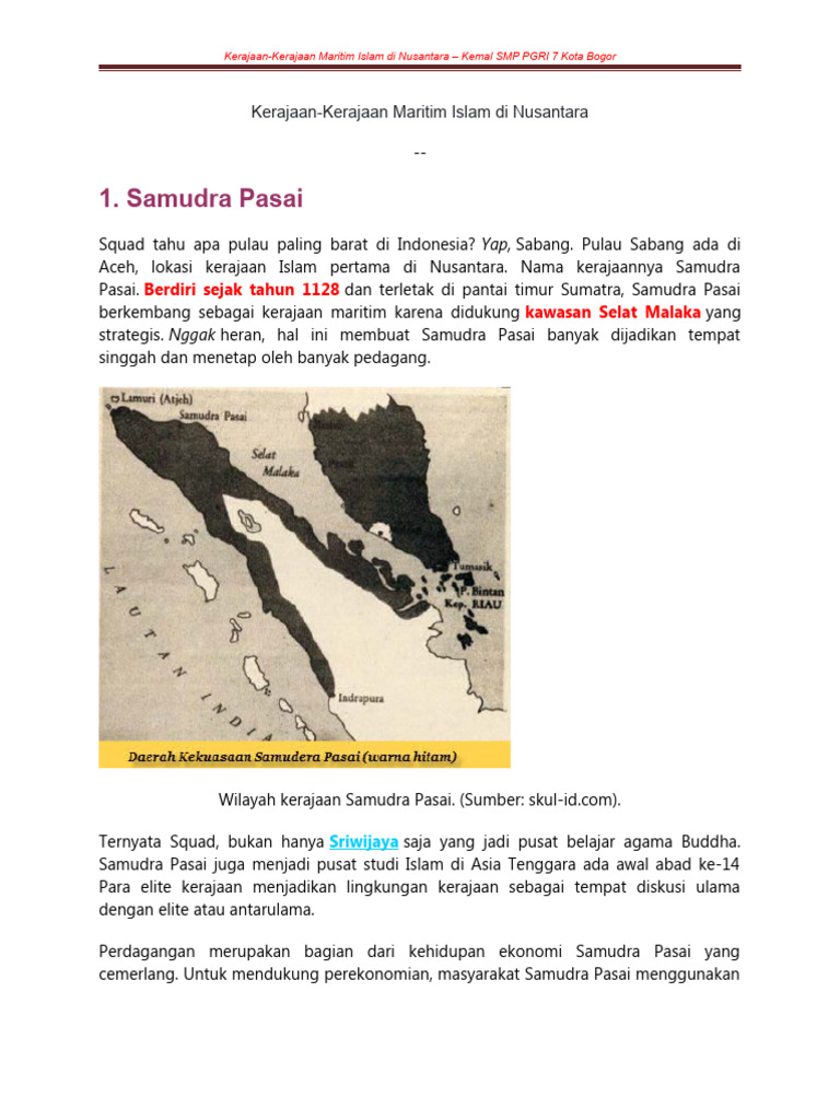 Kerajaan-Kerajaan Maritim Islam Di Nusantara - Kemal PGRI 7 - Sealasa 28 SAFAR 1443 H - 5 OKT ...