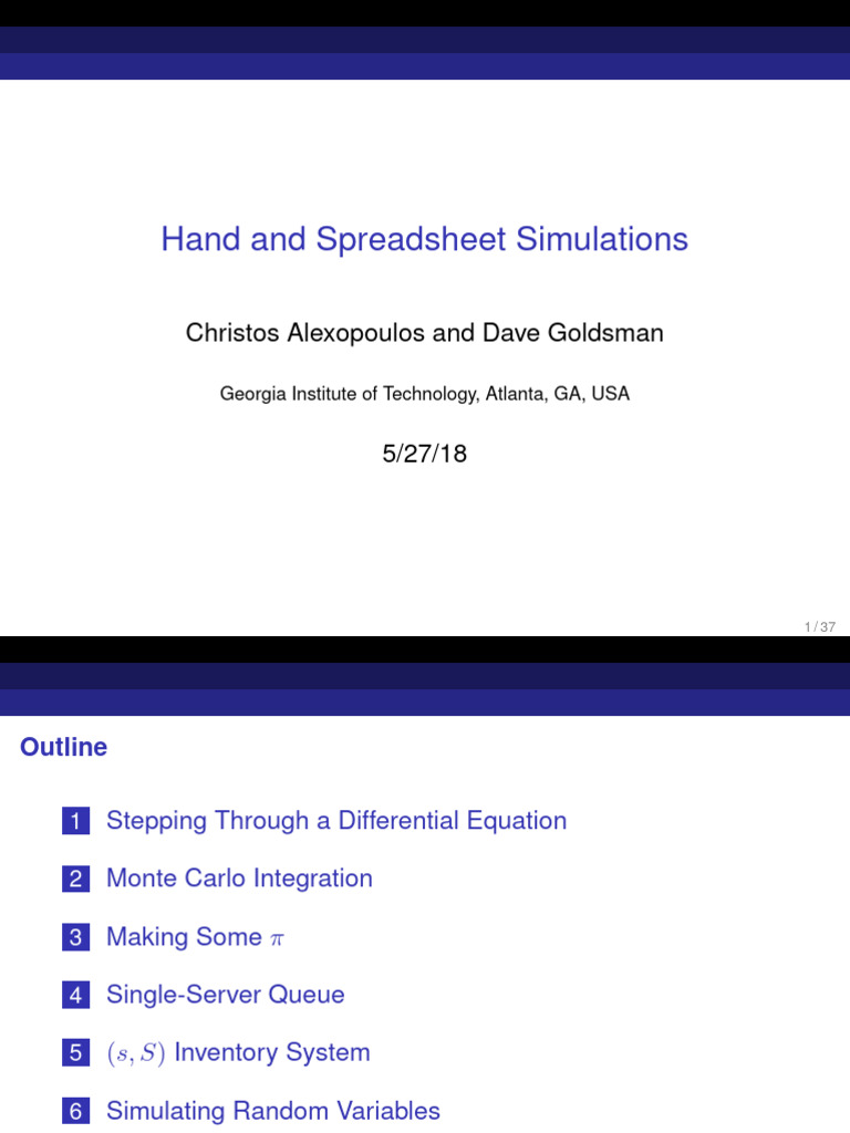 Module03-HandSimulationSlides 180527 | PDF | Pi | Monte Carlo Method