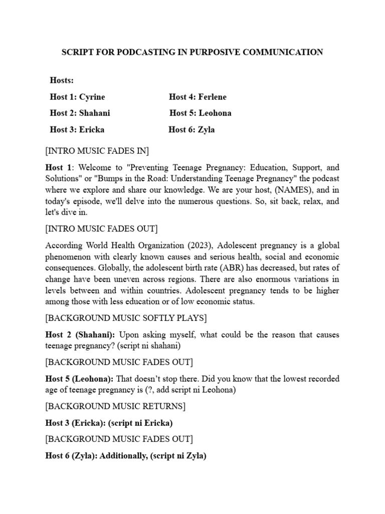 Script For Broadcasting in Purposive Communication | PDF | Adolescence ...