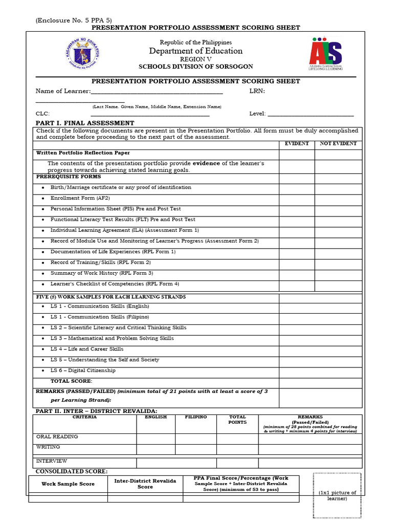 PPA Scoring Sheet (Enclosure No. 5) PPA 5 | PDF